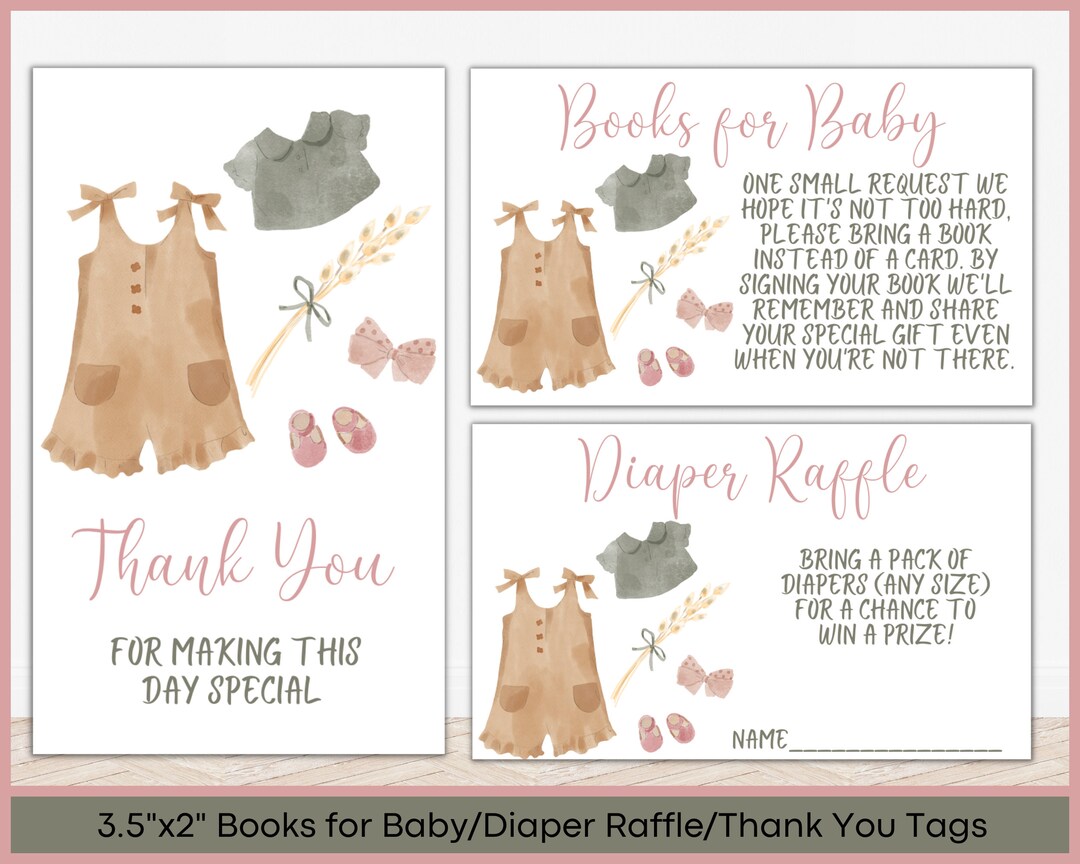 Boho Baby Shower Inserts: Diaper Raffle, Books for Baby (digital ...