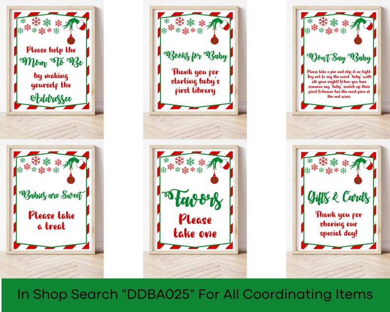 Grinch Baby Shower Diaper Raffle Table Sign, Grinchmas Baby Shower ...