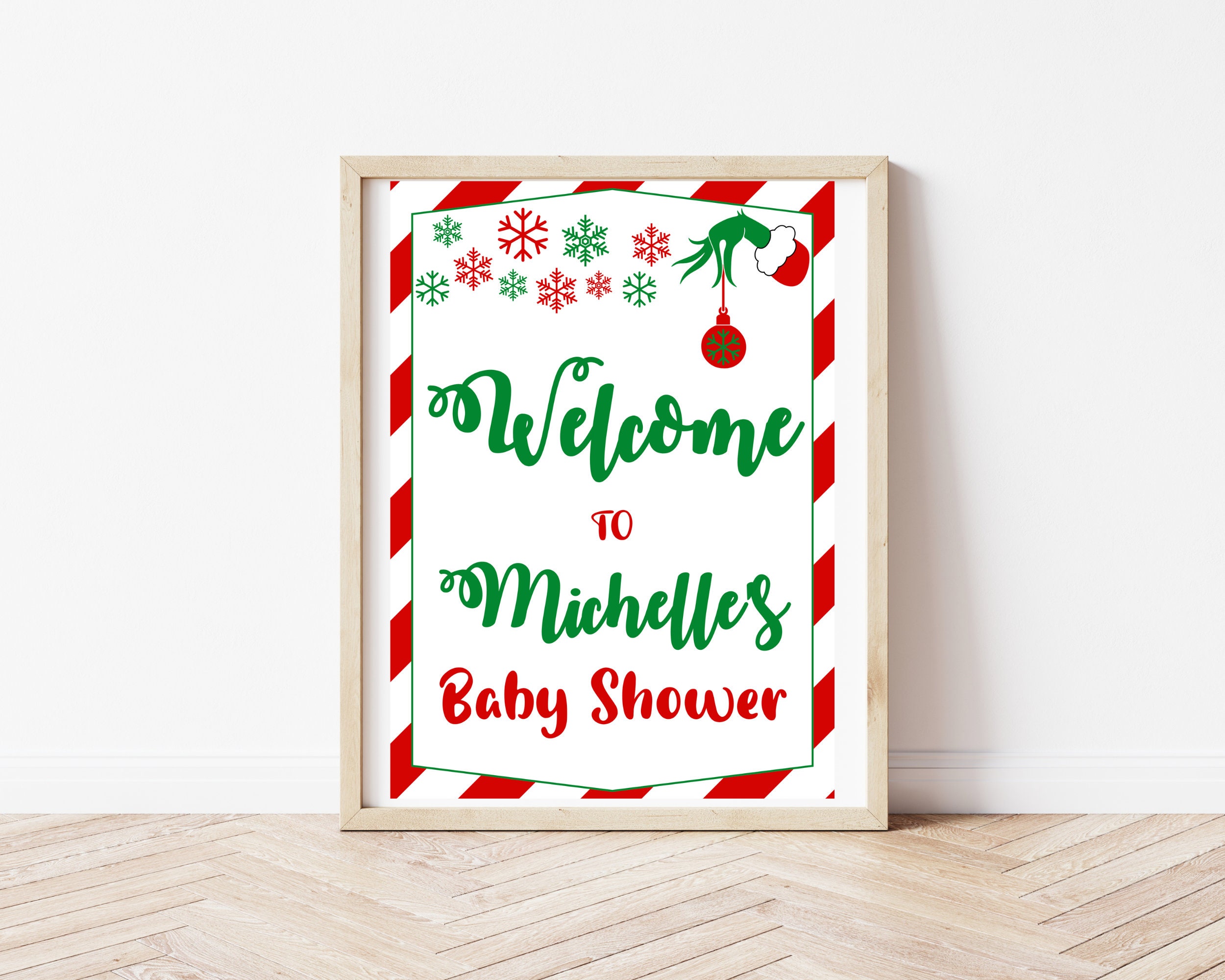 Grinch Baby Shower Welcome Sign: Christmas Party Decor (digital ...