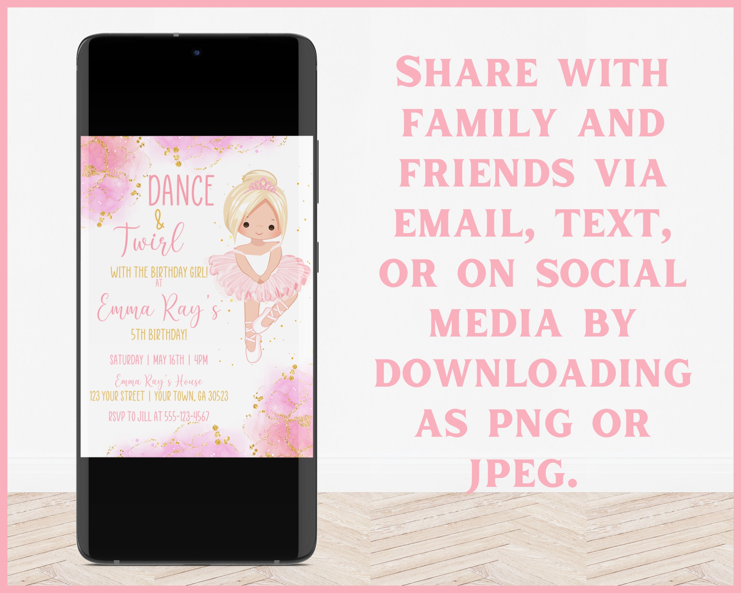 Ballerina Birthday Invitation Template Printable Ballet - Etsy