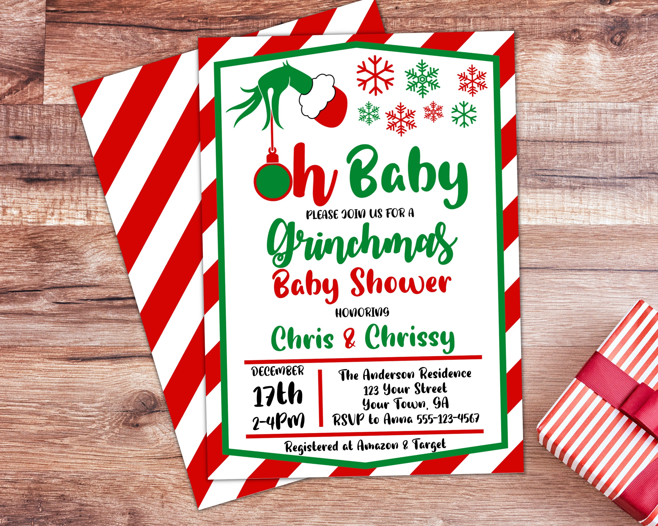Grinch Baby Shower Invitation Christmas Baby Shower Invite - Etsy