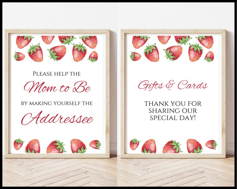 Editable Strawberry Baby Shower Signs Strawberry Baby Shower - Etsy