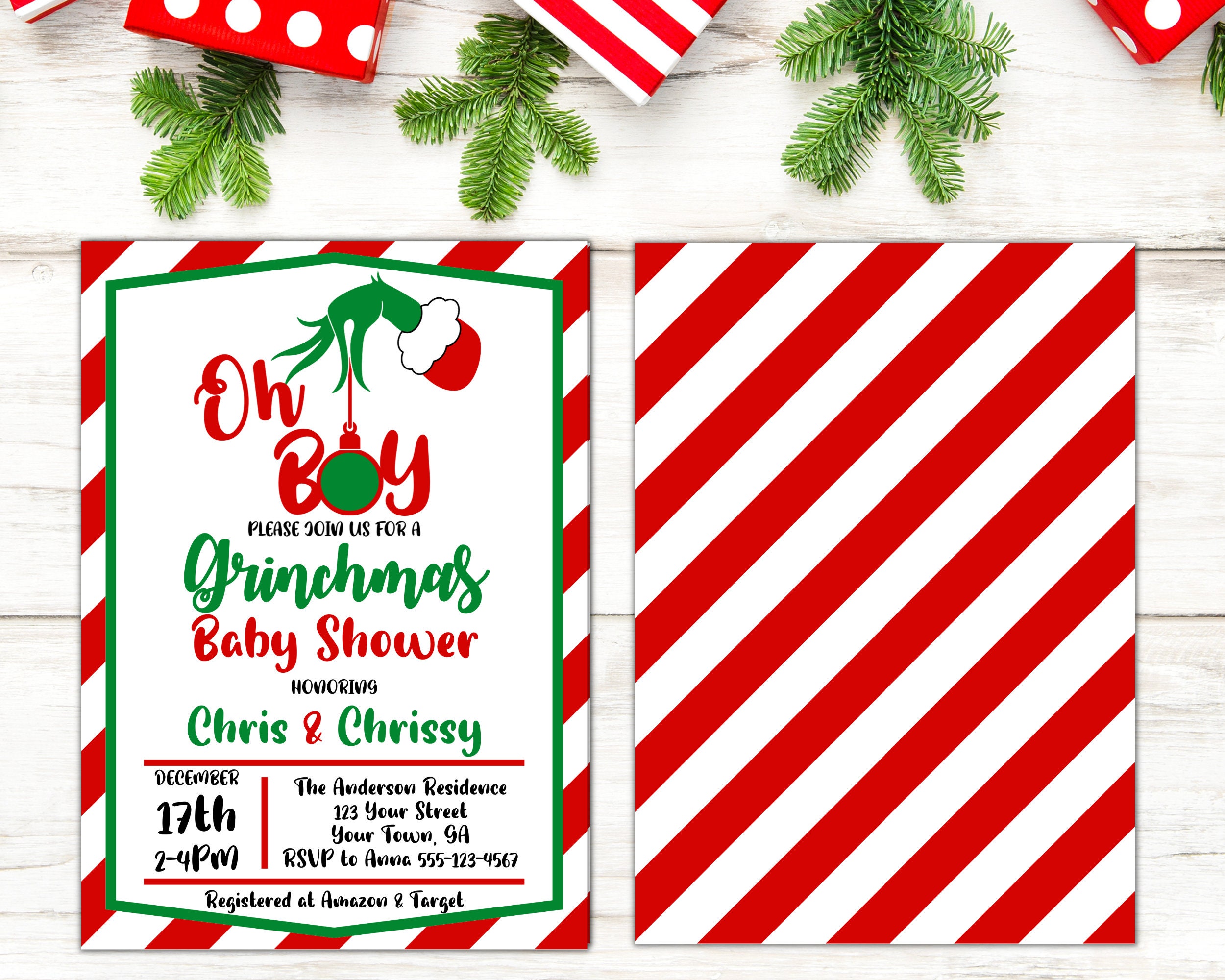 Grinch Baby Boy Shower Invitation Set Grinchmas Baby Shower - Etsy