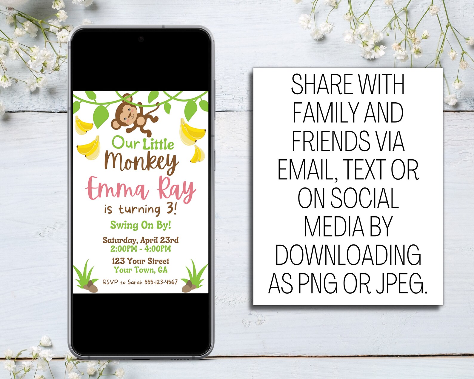 Monkey Birthday Invitation Our Little Monkey Invitation - Etsy