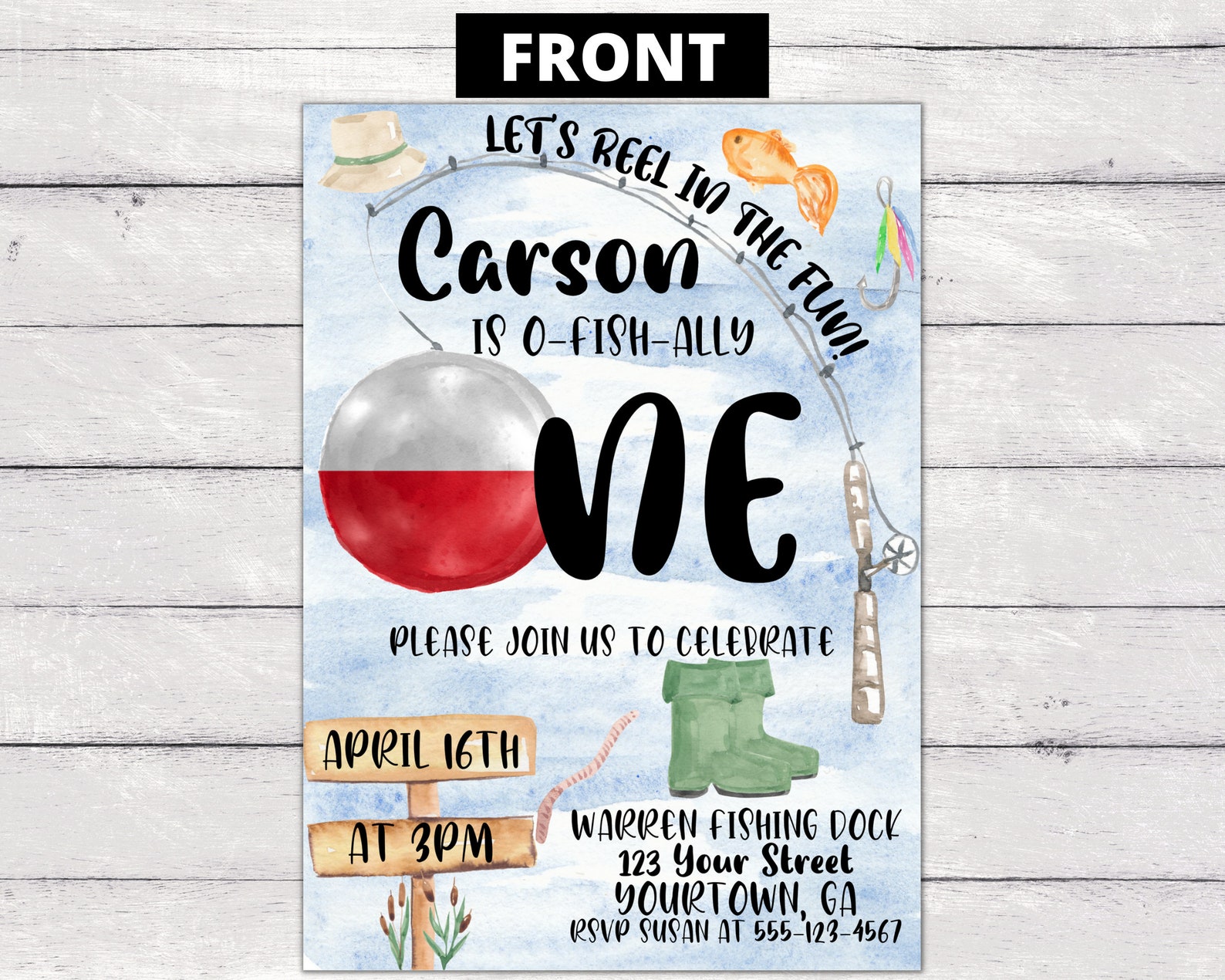 Gone Fishing EDITABLE Birthday Invitation Fishing Party the Big One ...