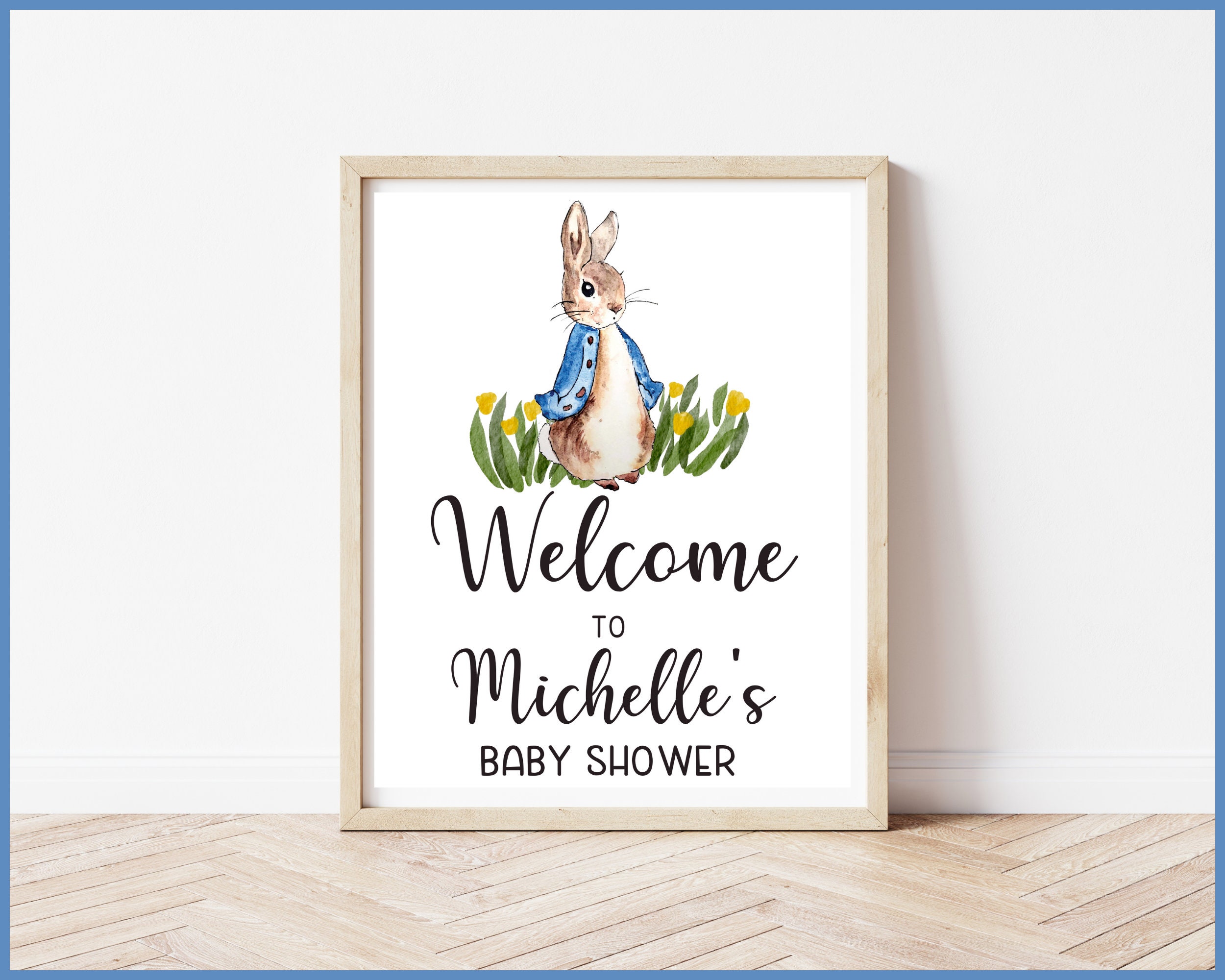 Spring Bunny Baby Shower Welcome Sign, Peter Rabbit Welcome Sign, Bunny ...