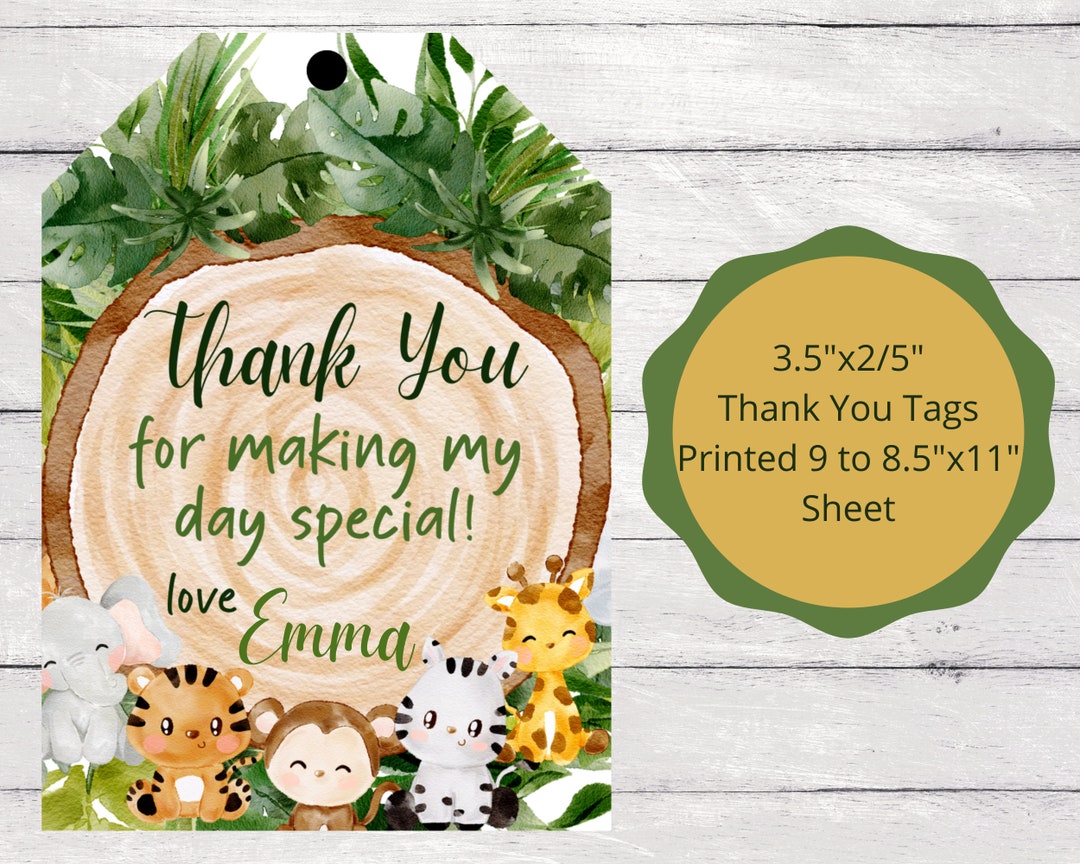 Safari Favor Tags, Editable Wild One Thank You Tags, Jungle Gift Tags ...