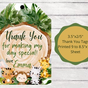 Safari Favor Tags, Editable Wild One Thank You Tags, Jungle Gift Tags ...