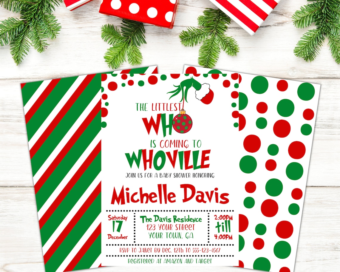 Grinch Baby Shower Invitation Whoville Baby Shower Invite - Etsy