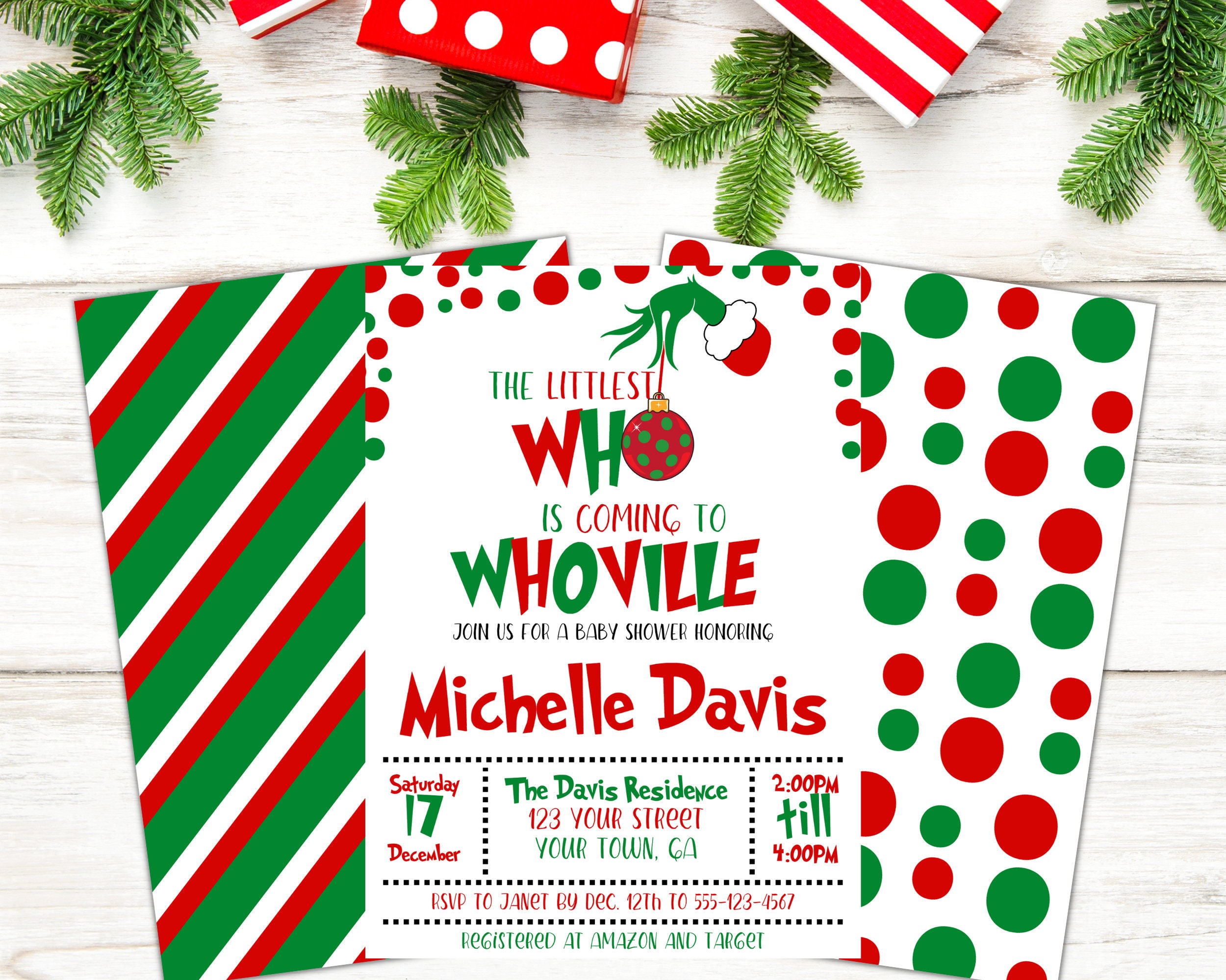Grinch Whoville Baby Shower Invitation: Holiday Movie Theme (digital ...