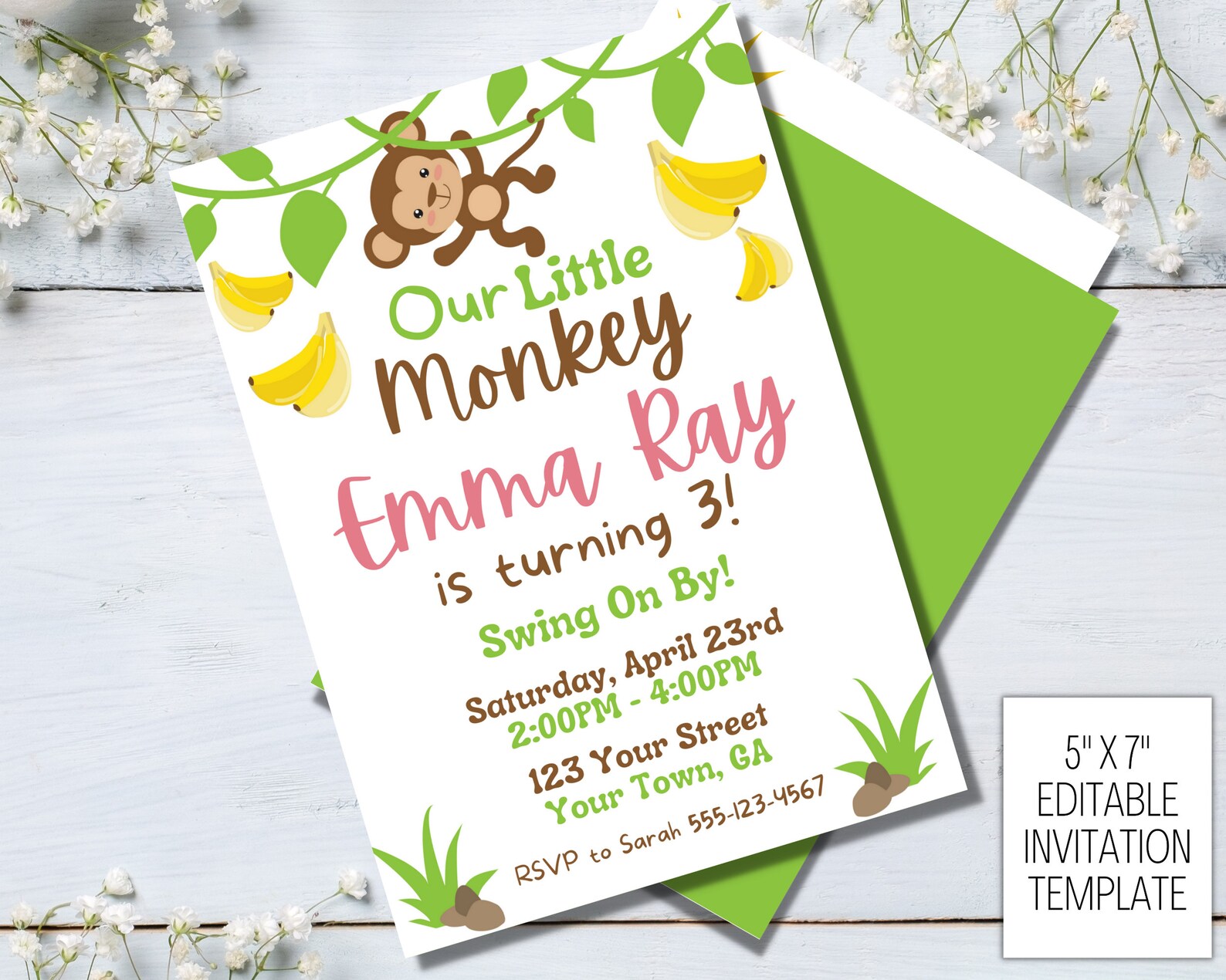 Monkey Birthday Invitation Our Little Monkey Invitation - Etsy