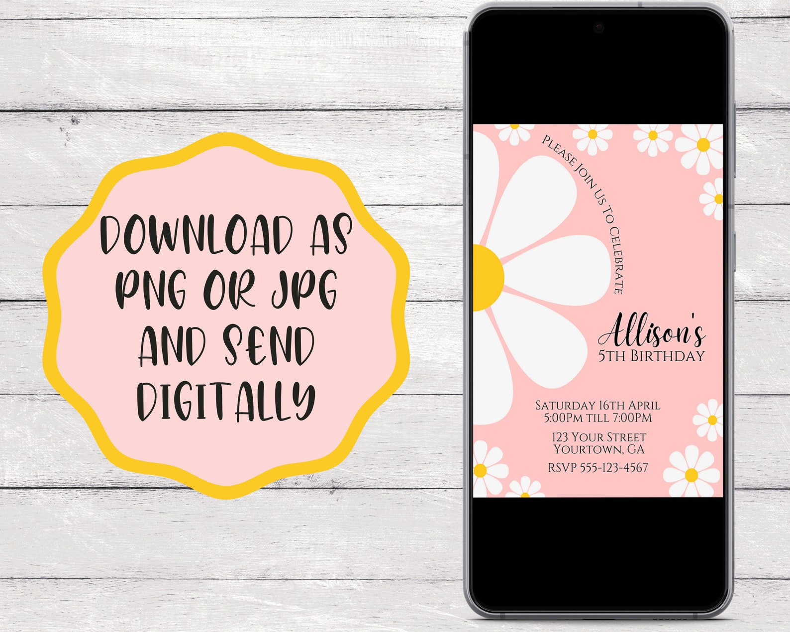 Daisy Birthday Invitation Floral Birthday Party Garden Party - Etsy