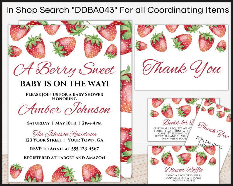 Editable Strawberry Baby Shower Signs Strawberry Baby Shower - Etsy