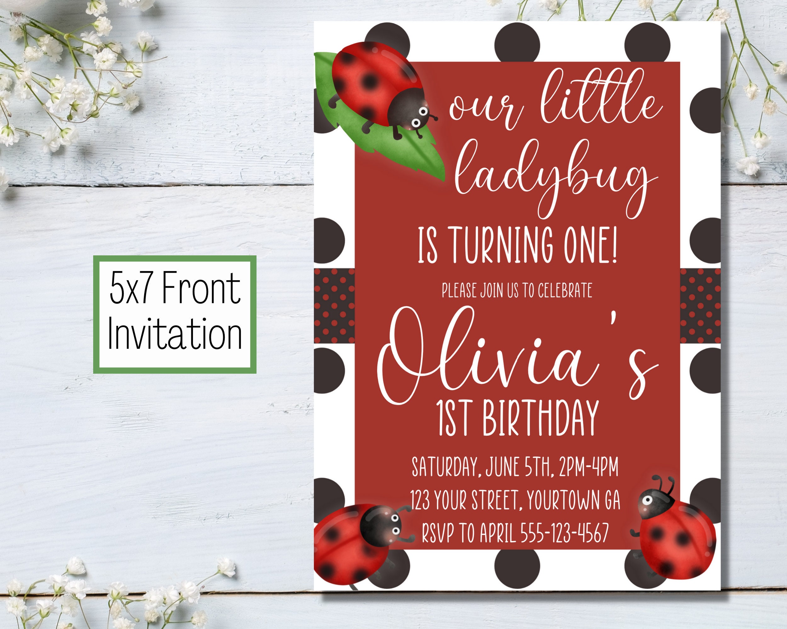 Ladybug Birthday Invitation Cute Ladybug Invitation Editable - Etsy
