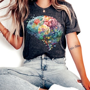 Floral Brain Shirts, Brain Anatomy Shirt, Awareness Shirt, Nursing Tee ...