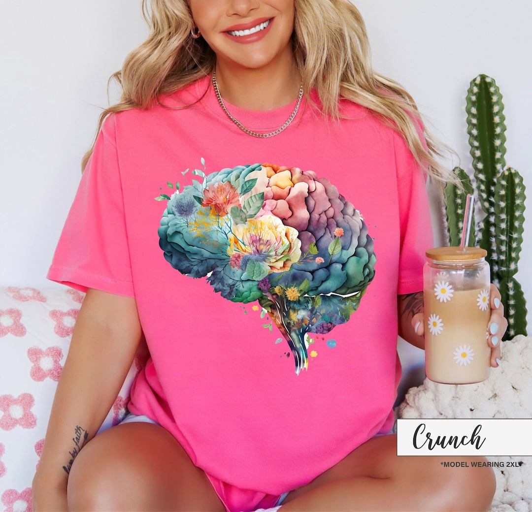 Floral Brain Shirts, Brain Anatomy Shirt, Awareness Shirt, Nursing Tee ...