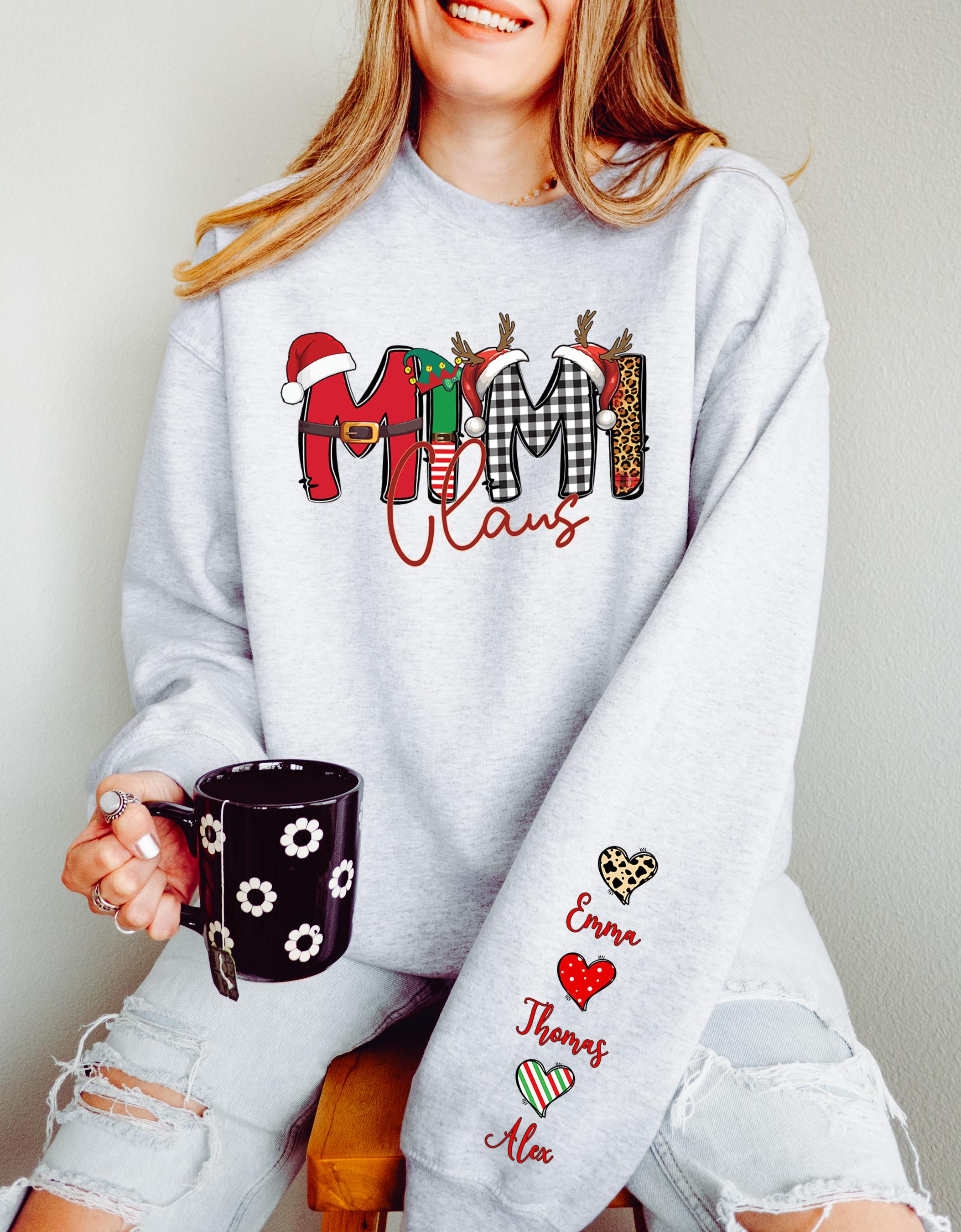 Mimi Claus Sweatshirt, Mimi Sweatshirt With Children Name on Sleeve ...