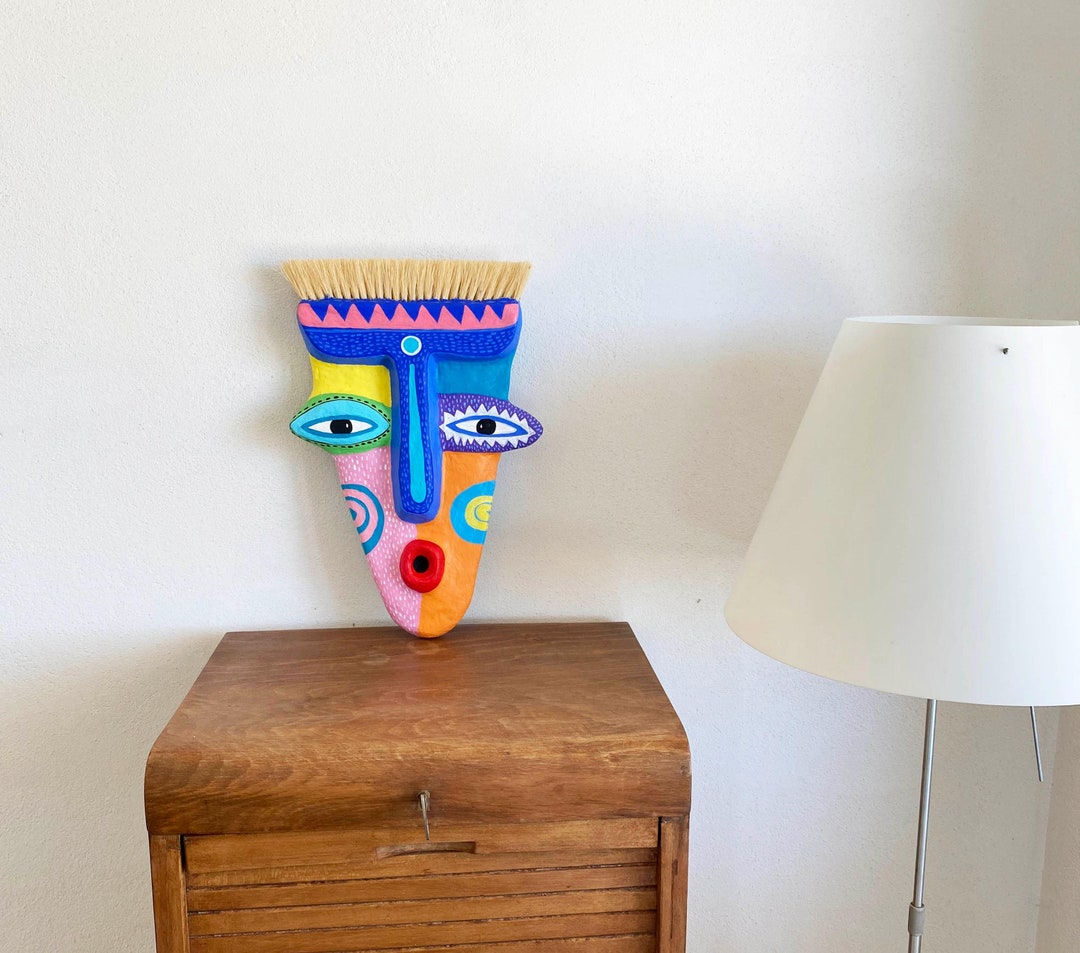 Handmade - Original - Paper Mache - Wall Mask - Wallhanging - Home ...