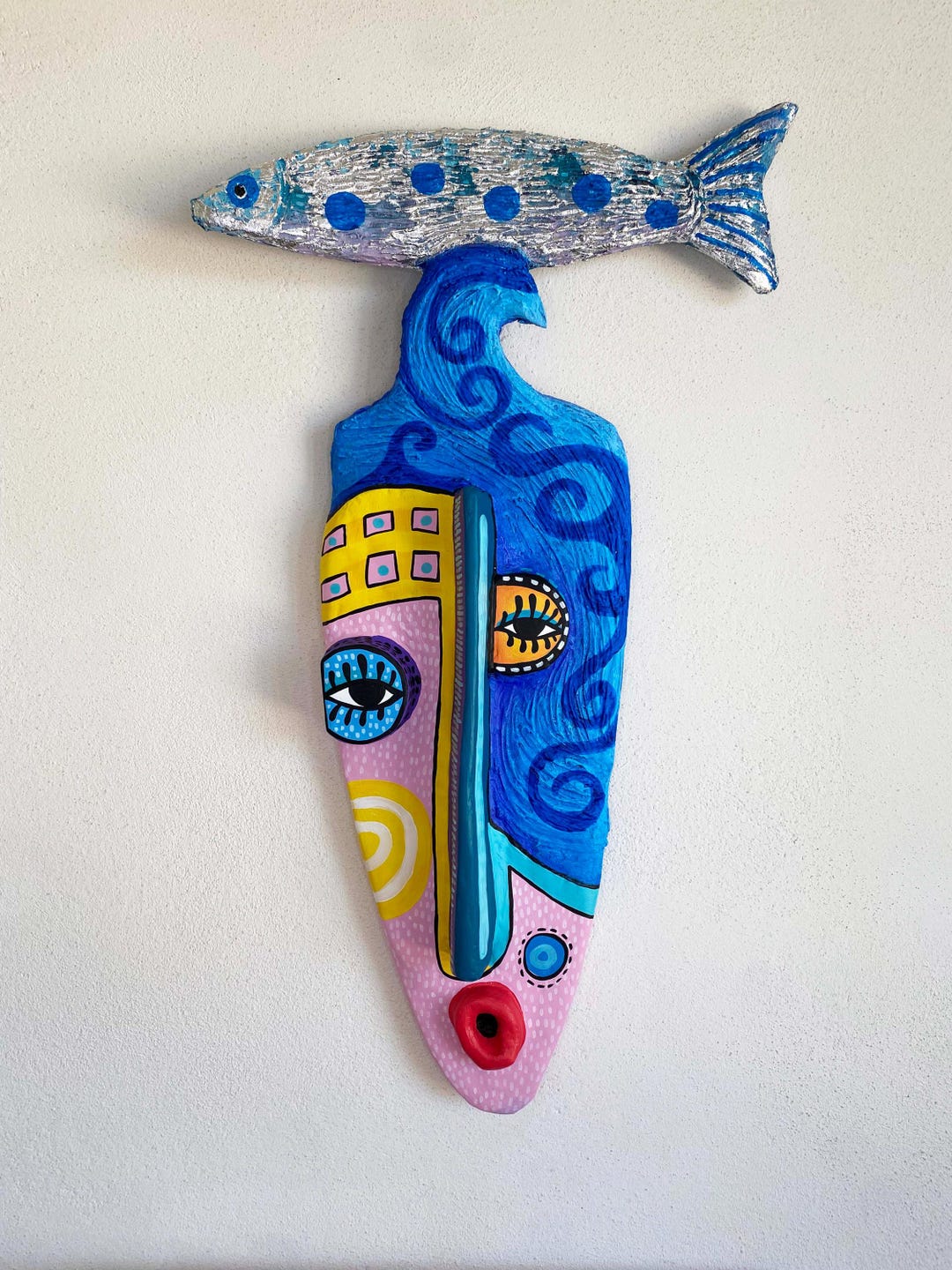 Handmade - Original - Paper Mache - Wall Mask - Home Decor - Etsy