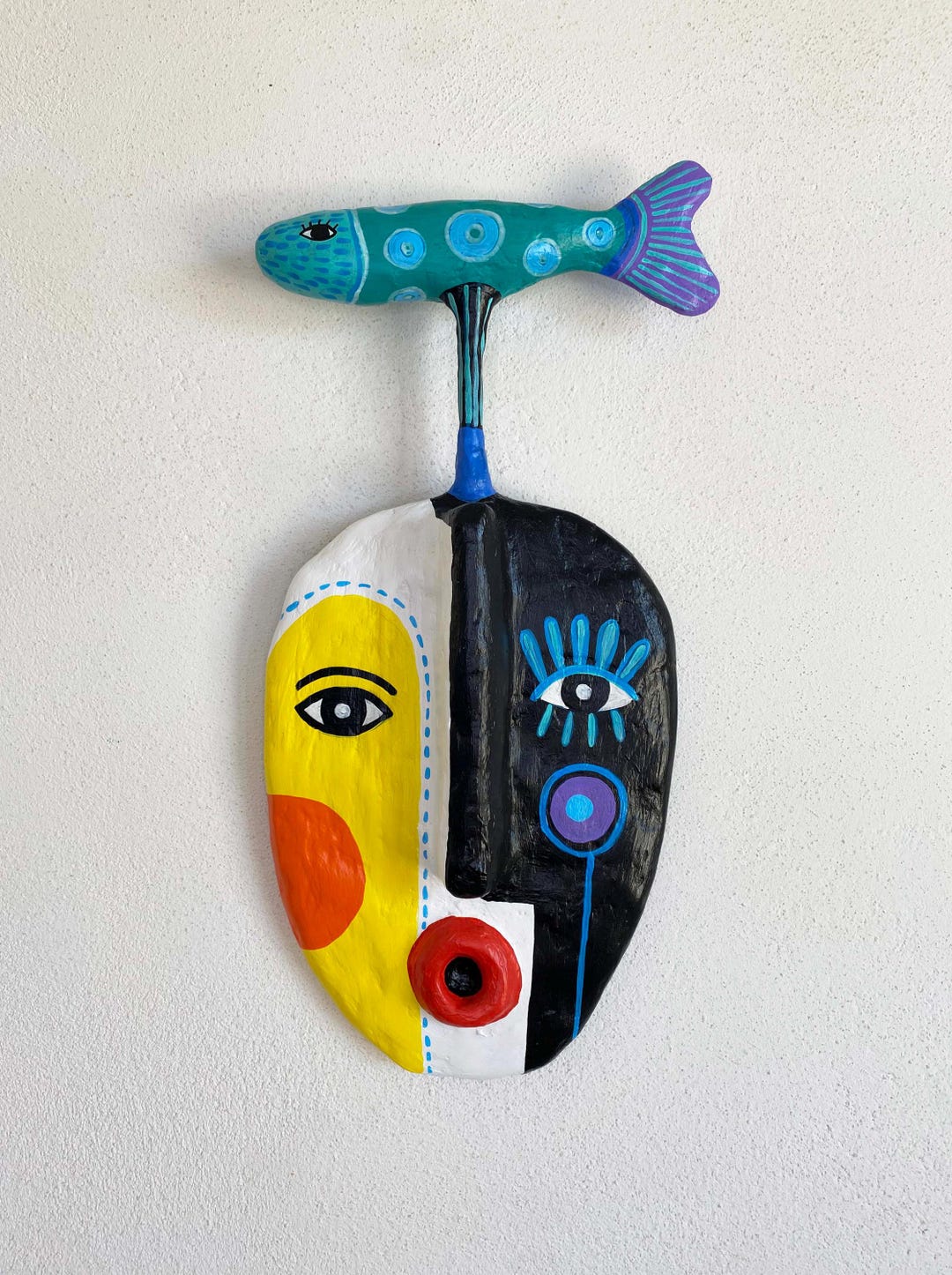 Original - Handmade - Papier Mache - Wall Mask - Home Decor - Wall ...