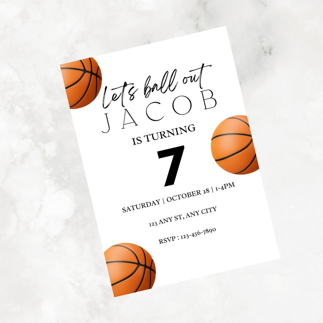 Basketball Birthday Invitation Template - Etsy