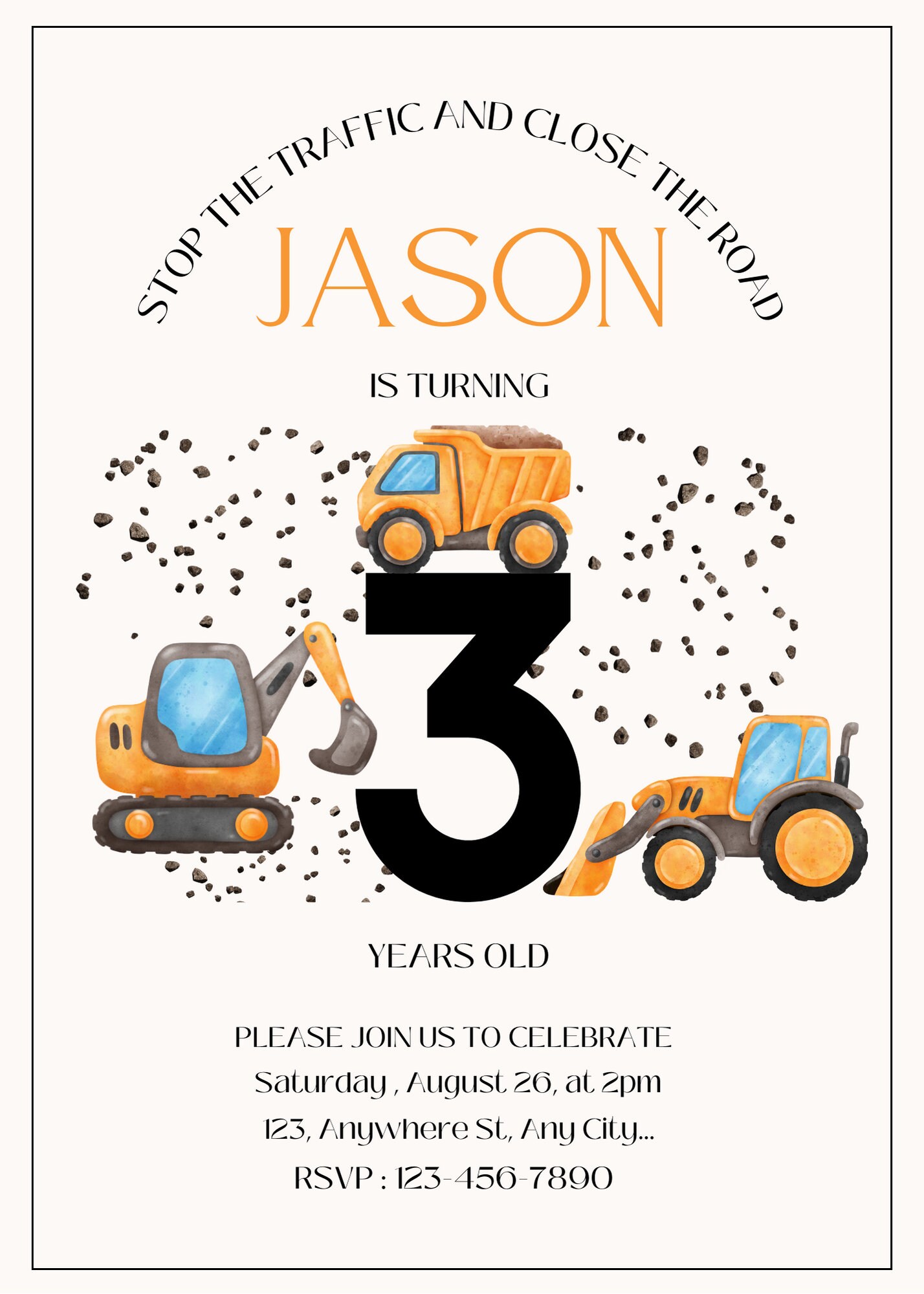 Construction Birthday Party Invitation Template - Etsy