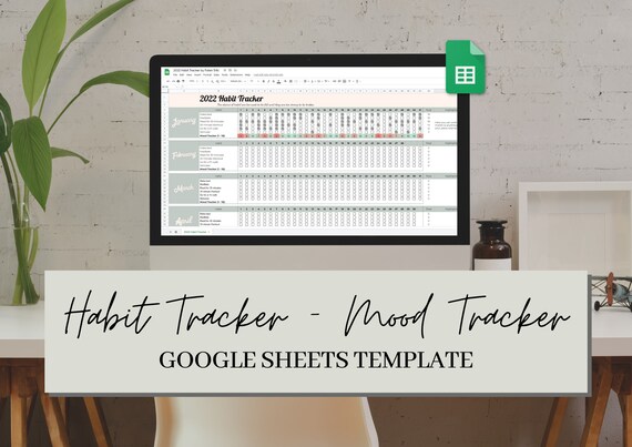 Minimal Aesthetic Habit Tracker Mood Tracker Google Sheets | Etsy