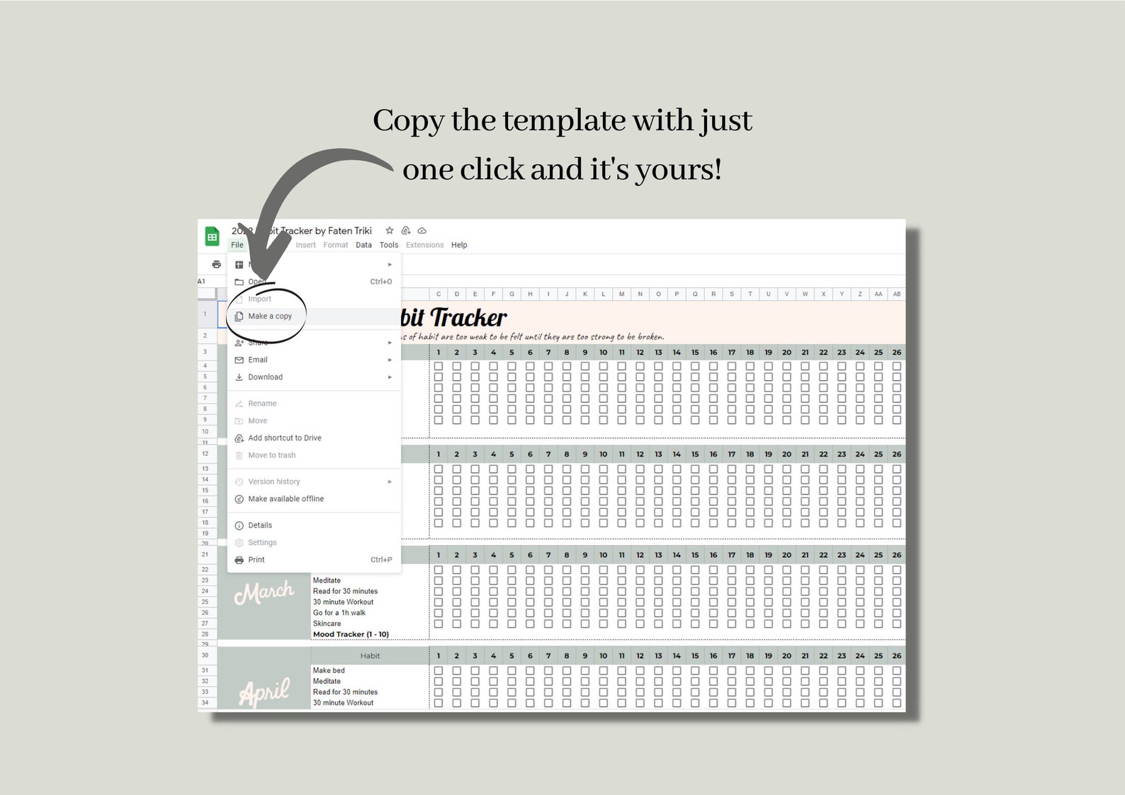 Minimal Aesthetic Habit Tracker + Mood Tracker, Google Sheets, 2022 ...