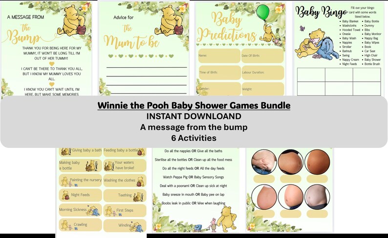 Winnie the Pooh Baby Shower Bundle - Etsy