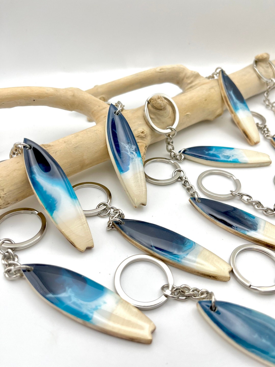 Wooden and Resin Surfboard Keychain, Sea, Beach - Etsy