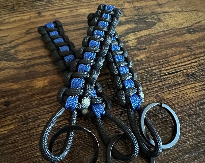 Thin Blue Line Keychain | 550 Paracord Keychain - Etsy