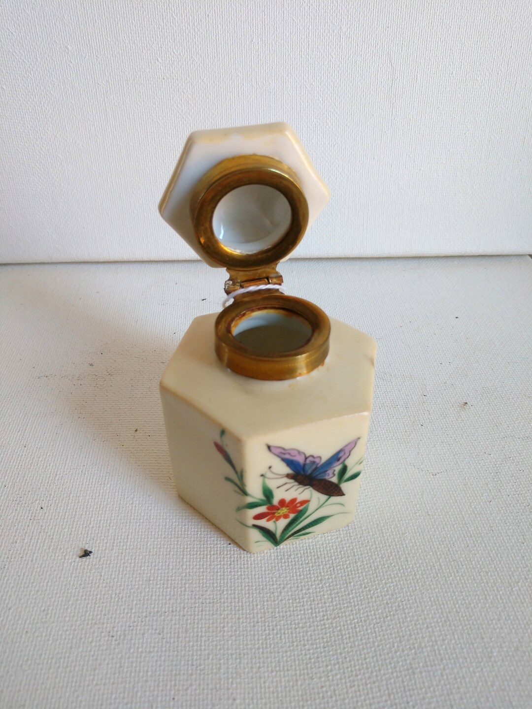 Antique Inkwell Porcelain With Butterfly 1800s - Etsy