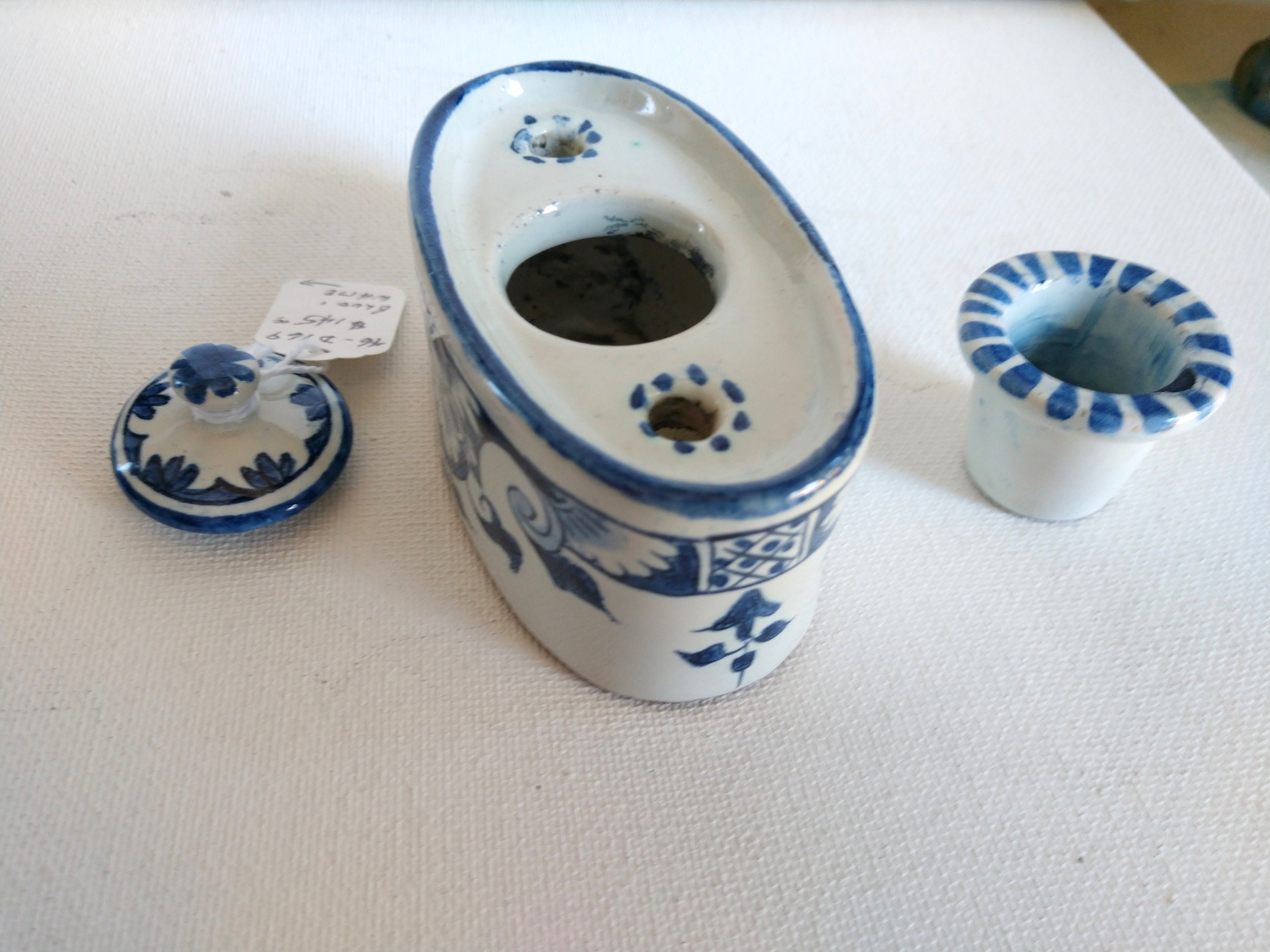 Antique Pottery Inkwell With Pottery Base Insert 1800s Blue Delft? - Etsy
