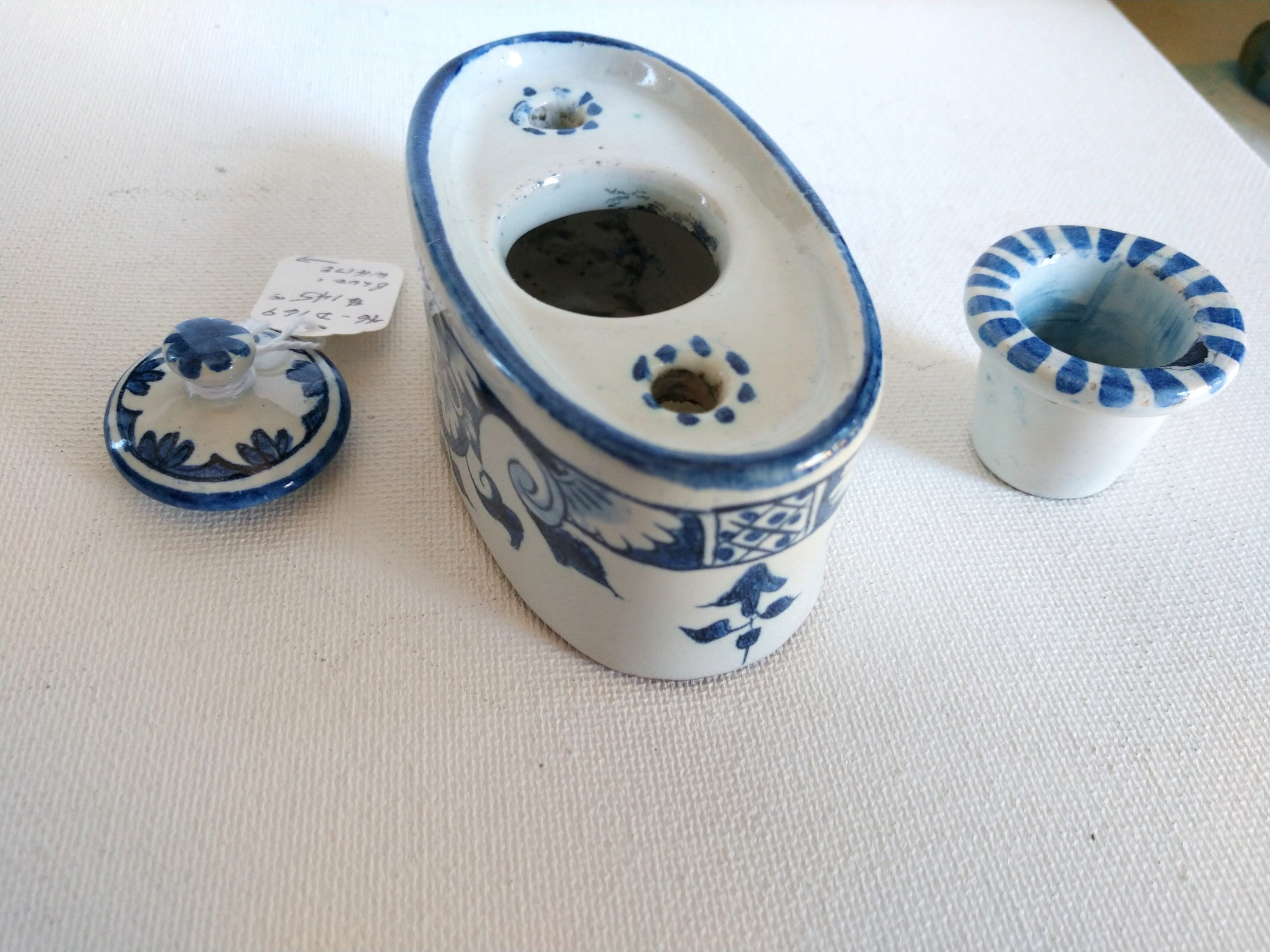 Antique Pottery Inkwell With Pottery Base Insert 1800s Blue Delft? - Etsy