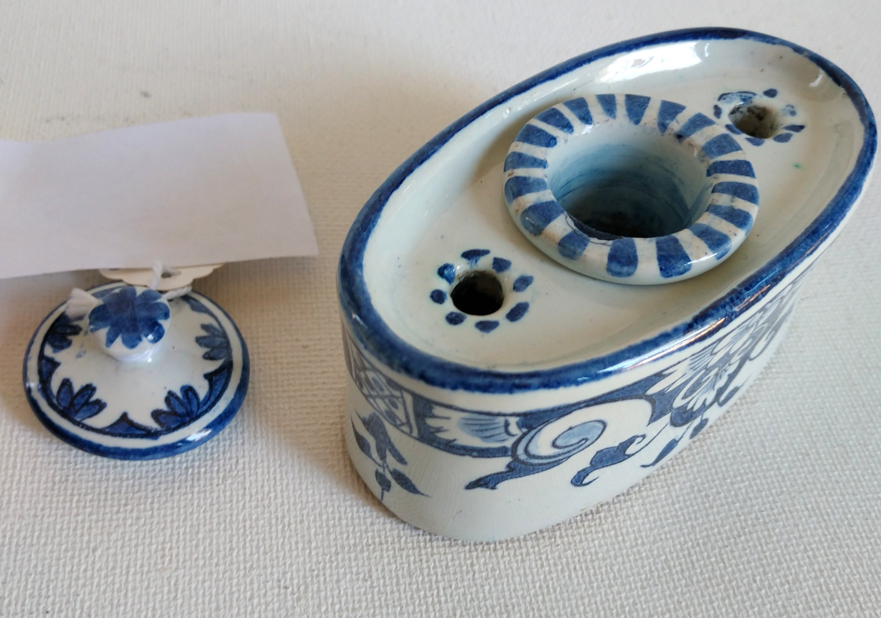 Antique Pottery Inkwell With Pottery Base Insert 1800s Blue Delft? - Etsy