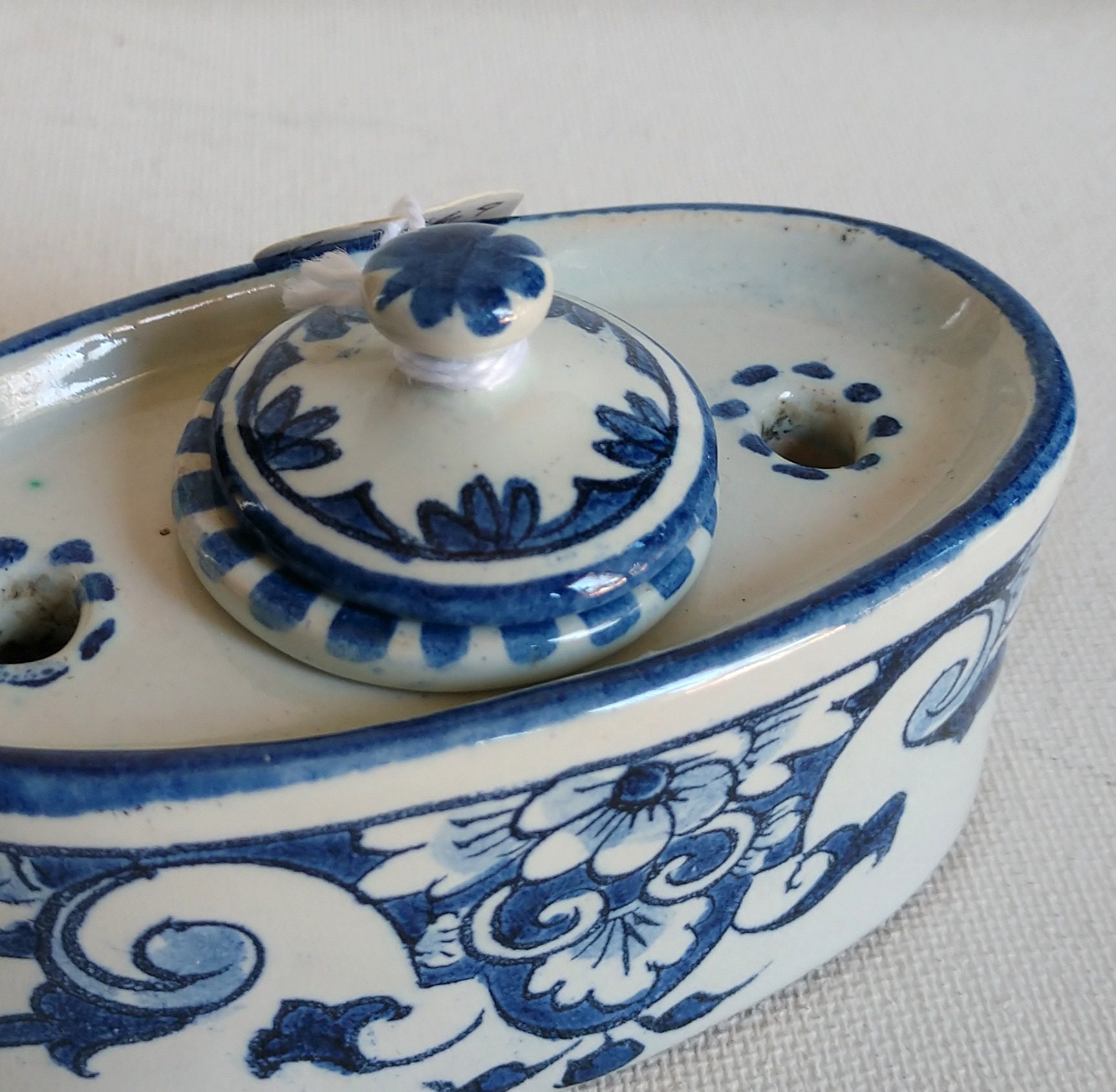 Antique Pottery Inkwell With Pottery Base Insert 1800s Blue Delft? - Etsy