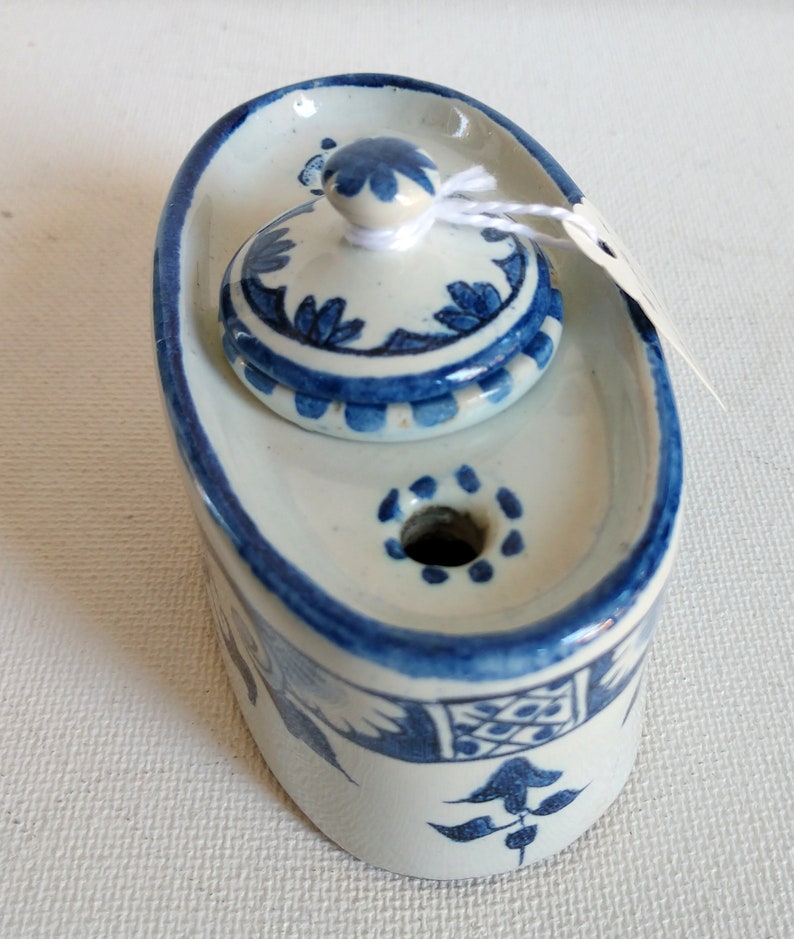 Antique Pottery Inkwell With Pottery Base Insert 1800s Blue Delft? - Etsy