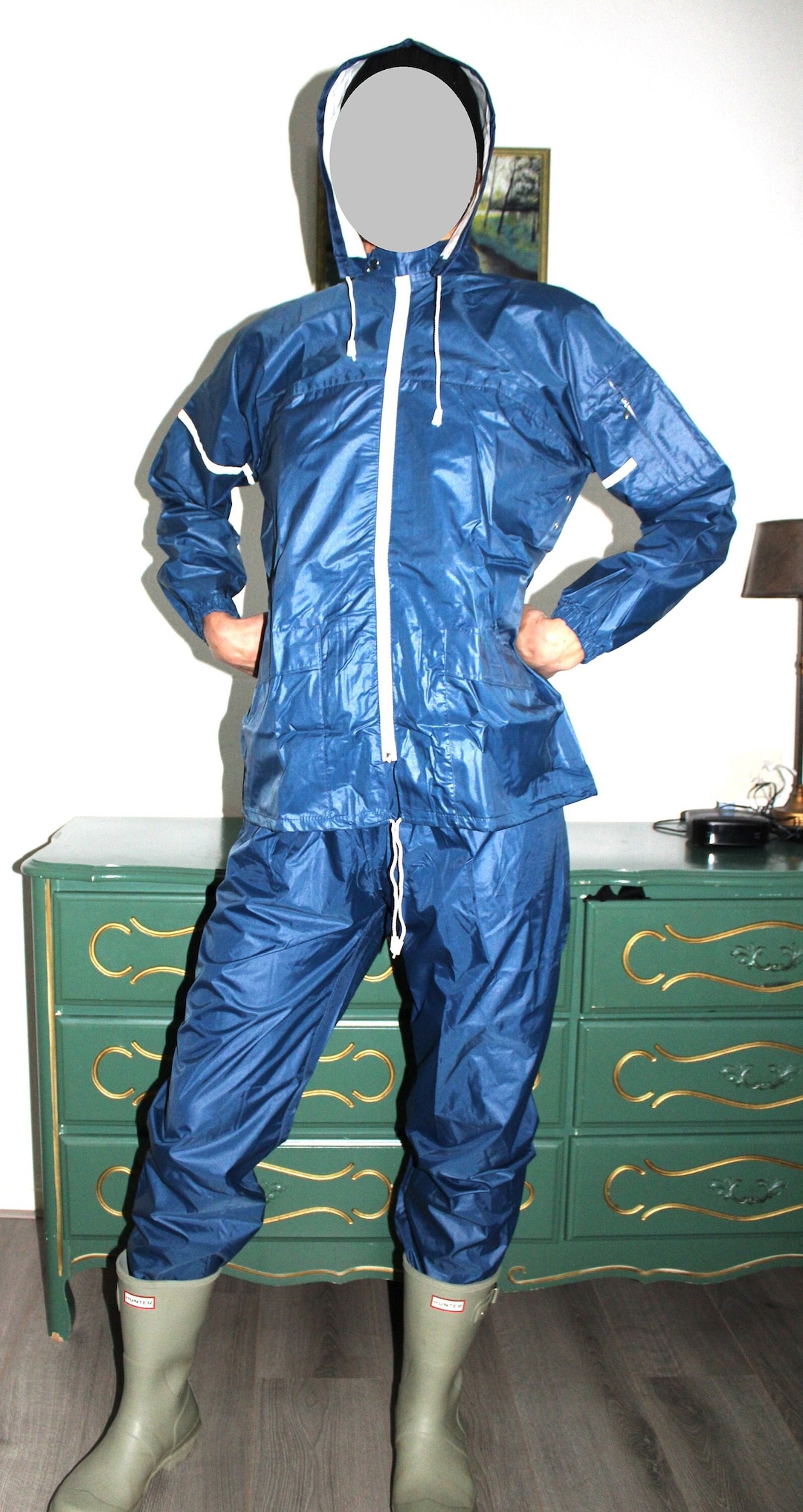 Blue Rubber Nylon Rainsuit Vintage 80's vintage Inspired AGU Model - Etsy UK