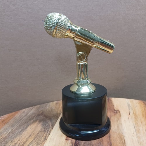 Microphone Trophy Music Karaoke Award. Free Custom Engraving - Etsy