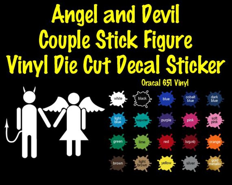 Angel and Devil Couple Stick Figure Vinyl Die Cut Decal Sticker - Etsy