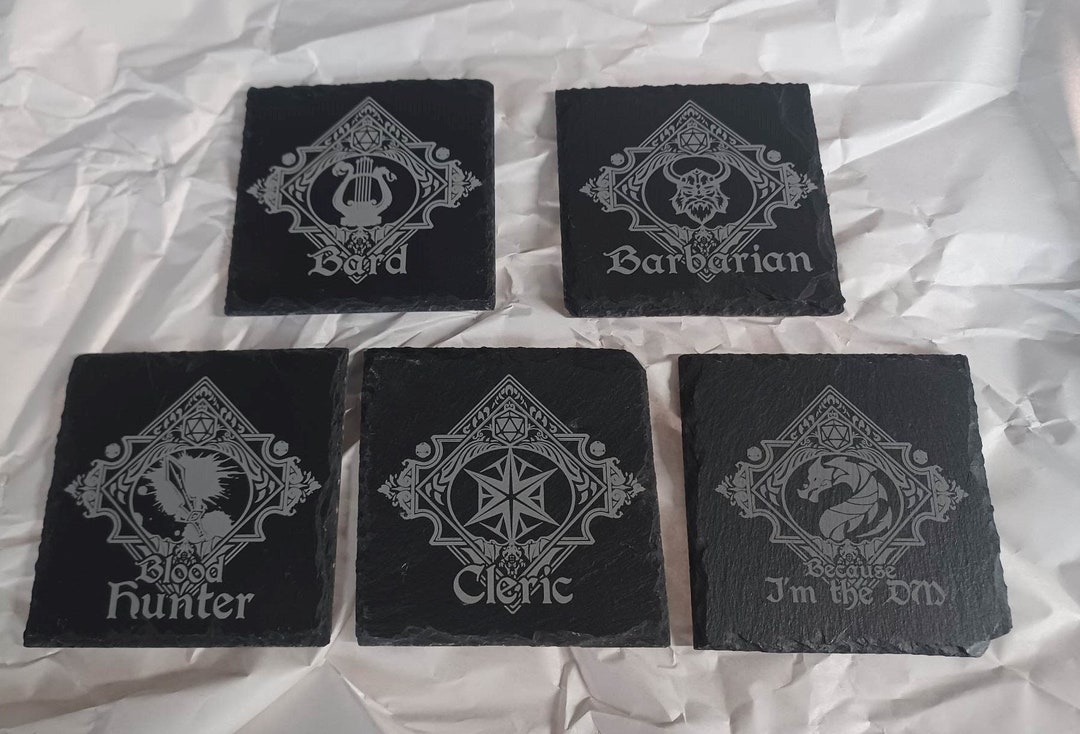 Set of 4 Custom Dnd Slate Coasters - 23 Different Designs! Dungeons and ...