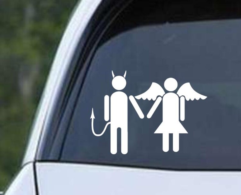 Angel and Devil Couple Stick Figure Vinyl Die Cut Decal Sticker - Etsy