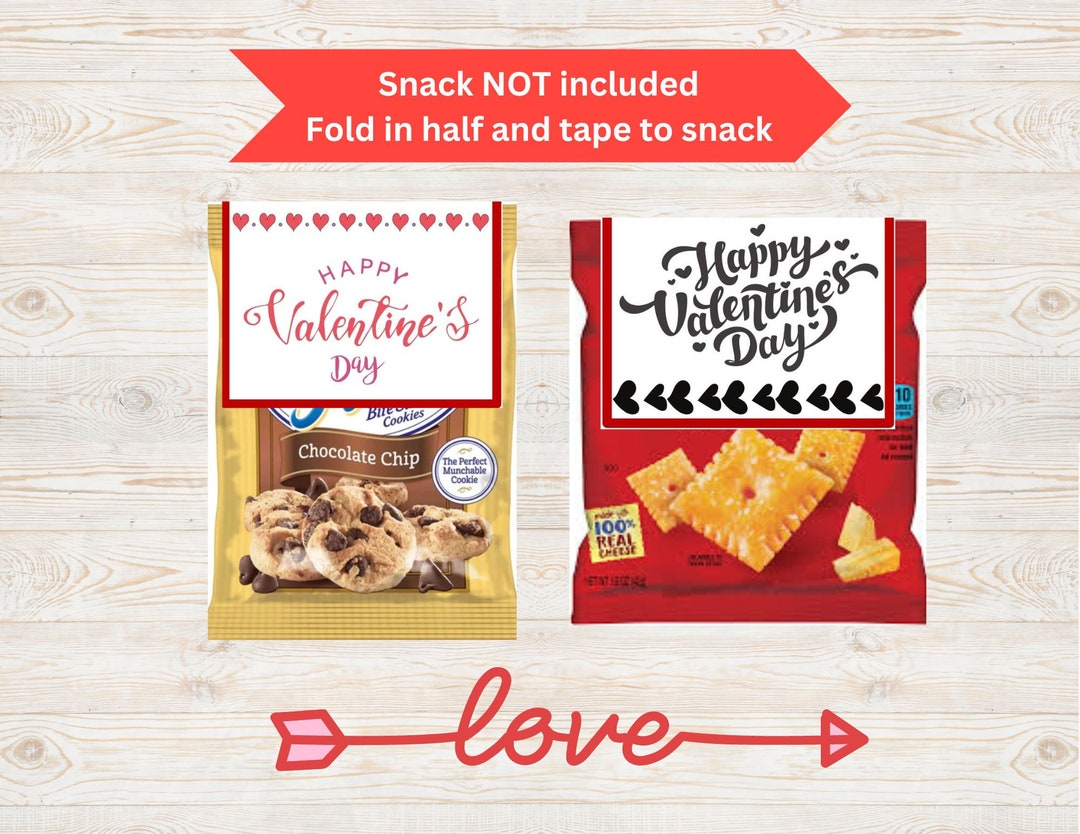Valentine Hearts Treat, Snack or Goodie Bag Toppers PRINTABLE Hearts ...