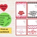 Valentine Hearts Treat, Snack or Goodie Bag Toppers PRINTABLE Hearts ...