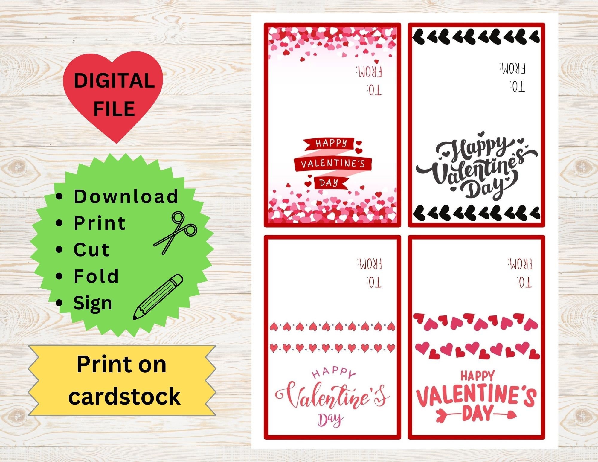 Valentine Hearts Treat, Snack or Goodie Bag Toppers PRINTABLE Hearts ...