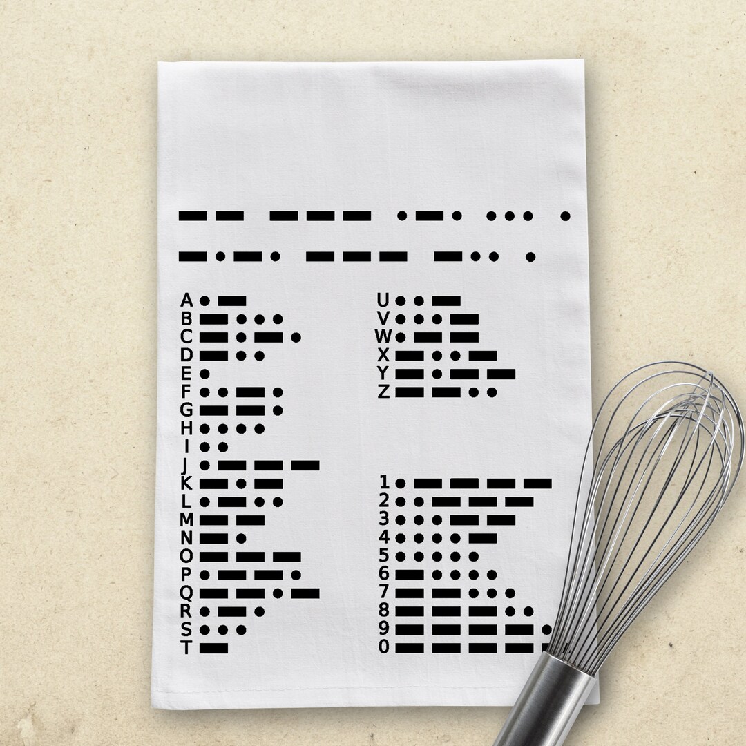 Morse Code Geeky Nerdy Kitchen Towel Tea Towel, Funny Dish Towel ...
