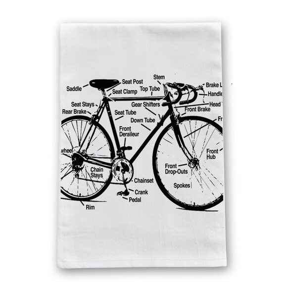 Racing Bike Bicycle Diagram Schematic Kitchen Towel Tea Towel | Etsy