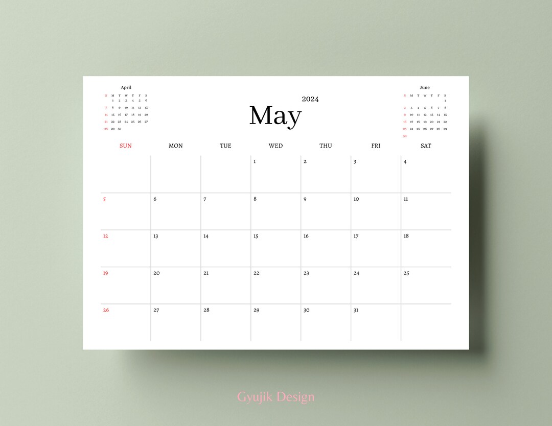 Printable 2024 Monthly Simple Calendar Bundle | Simple Calendar | PDF ...