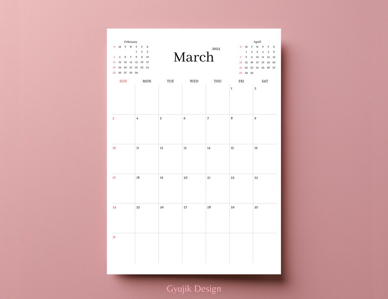 Printable 2024 Monthly Simple Calendar Bundle Simple Calendar PDF Files ...