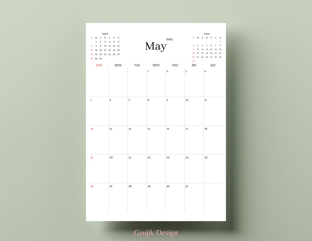 Printable 2024 Monthly Simple Calendar Bundle | Simple Calendar | PDF ...